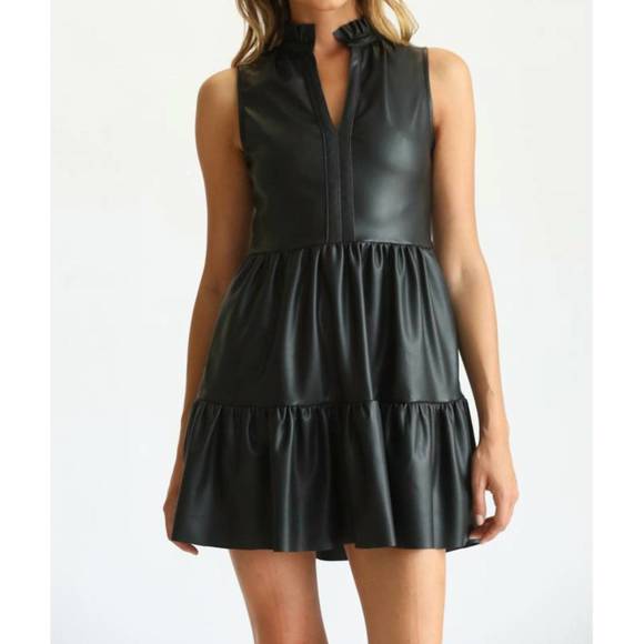 Fate | Dresses | New Fate Carly Faux Leather Pleated Dress In Black ...